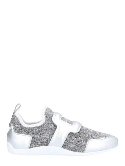 ROGER VIVIER Sneakers In Soft Leather And Textile Fibers - Silver