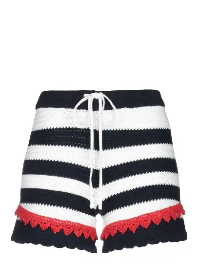 P JEAN Striped Knit Shorts - Blue