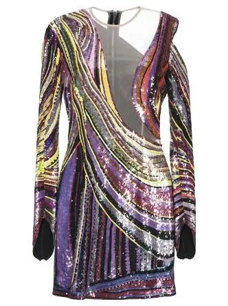 Balmain Sequinned Dress - Purple