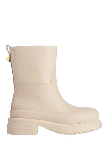Valentino Garavani Leather Ankle Boots With Studs - Ivory