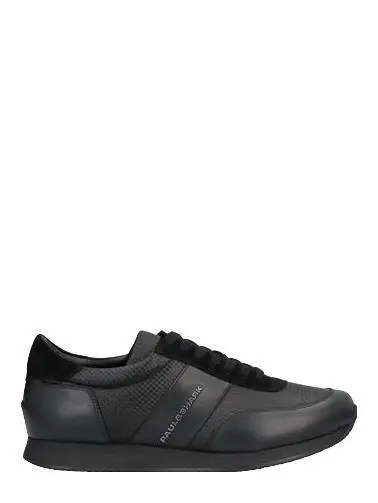 Paul & Shark Sneakers In Bovine Leather And Polyester - Black