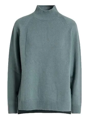 Peserico Turtleneck Virgin Wool Blend Knit Top - Blue