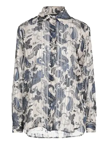 Brian Dales Paisley Print Crepe Shirt - Beige