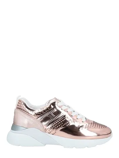 Hogan Laminated Leather Sneakers - Rose Gold