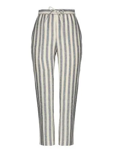TWINSET Linen Striped Tapered Pants - Beige