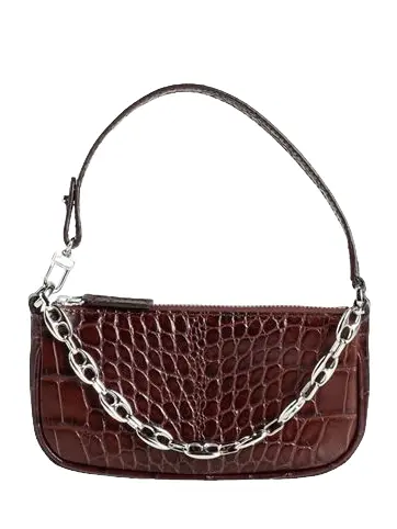 By Far Baguette Bag With Crocodile Print - Brown