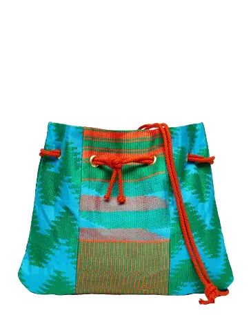 KENTE PROJECT X 8 BY YOOX Cotton Jacquard Crossbody Bag - Blue