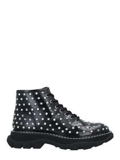 Alexander McQueen Lace-up Studded Leather Ankle Boots - Black