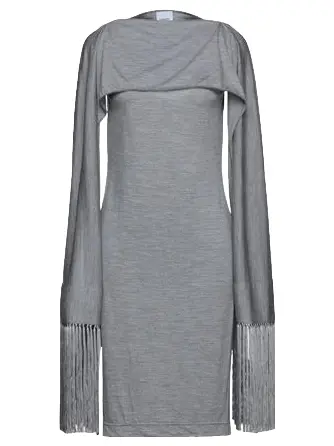 Burberry Midi Dress With Fringes - Grey