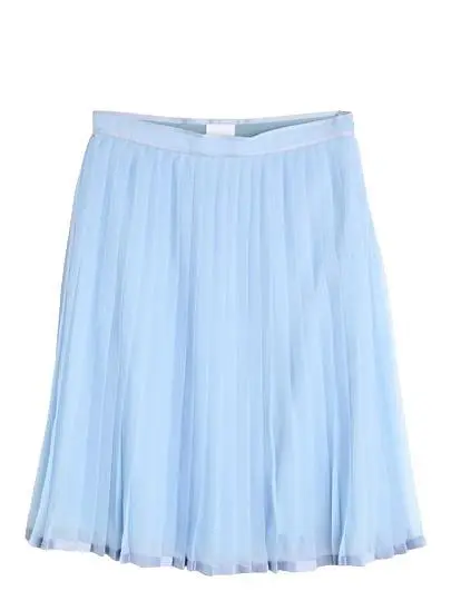 Burberry Crepe Pleated Midi Skirt - Blue