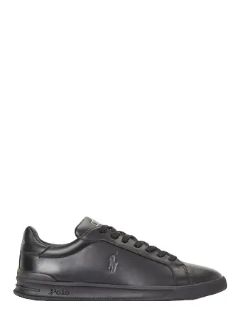 Polo Ralph Lauren Heritage Court Ii Leather Sneaker Sneakers Size Soft Leather - Black