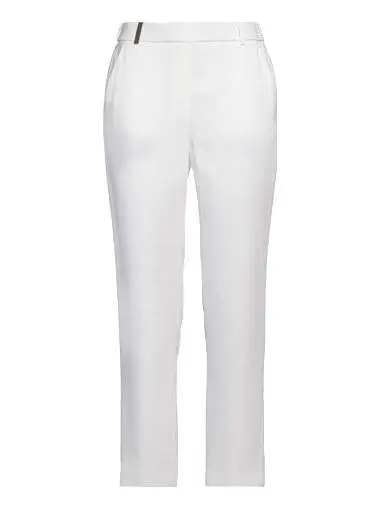 Peserico Skinny Fit Pants With Leather Trim - White