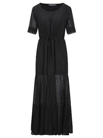 European Culture Maxi Dress In Cotton, Ramie, And Viscose - Black