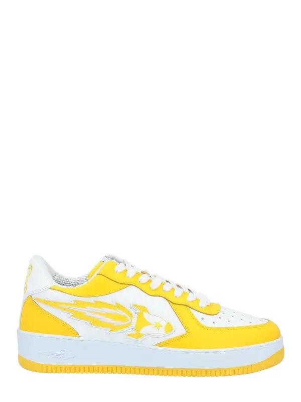 ENTERPRISE JAPAN Chocolate Calfskin Sneakers - Yellow