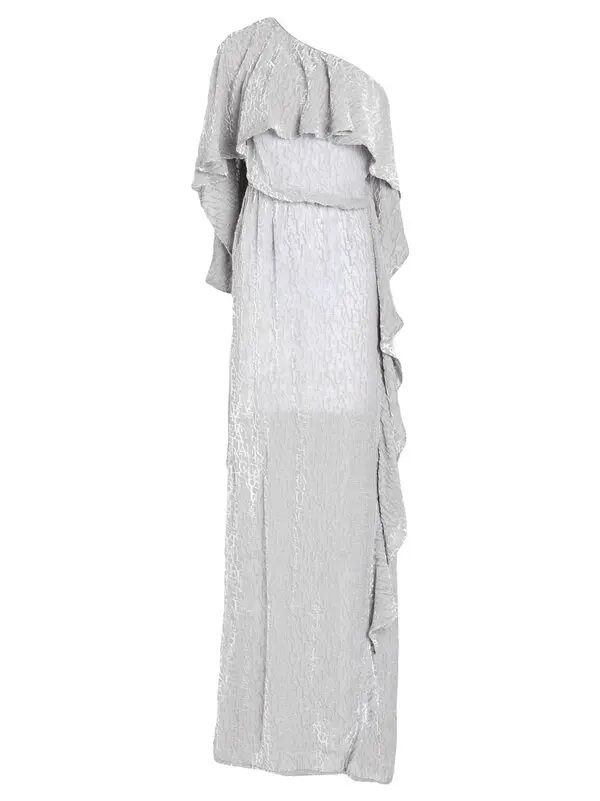 Elisabetta Franchi One-shoulder Maxi Dress With Belt - Light Grey