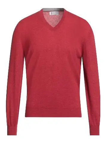 Brunello Cucinelli Cashmere V-neck Sweater - Red