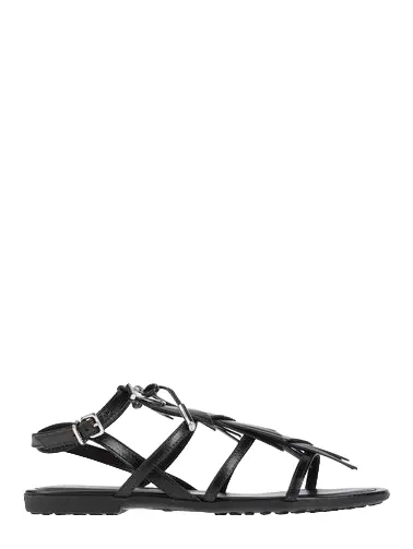 TOD'S Leather Sandals With Appliqués - Black