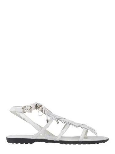 TOD'S Leather Sandals With Appliqués - White