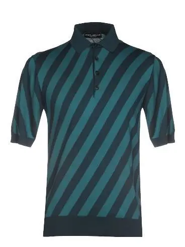 Dolce & Gabbana Cotton Striped Knit Polo Shirt - Green