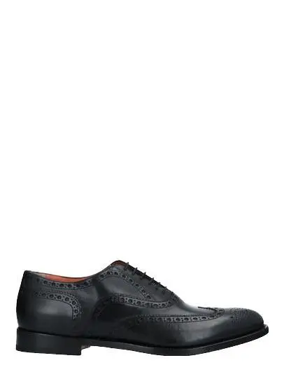 Santoni Lace-up Leather Oxford Shoes - Black