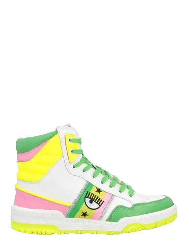 CHIARA FERRAGNI Leather High Top Sneakers - Green