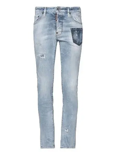 Dsquared2 Cotton And Elastane Jeans With Leather Trims - Blue