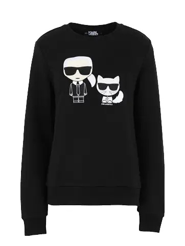 Karl Lagerfeld Ikonik Karl & Choupette Sweatshirt - Black