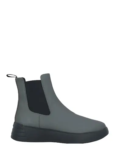 Hogan Ankle Boots In Leather And Textile Fibers - Grey