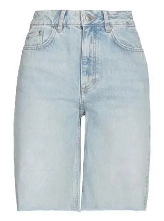 Maje Denim Shorts With Fringed Hem - Blue