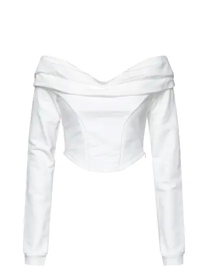 Gcds Cotton French Terry Crop Top - White