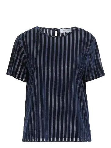 AGLINI Striped Jersey And Chenille Top - Blue