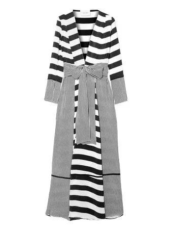 We Are Leone Silk Striped Trench Coat - White