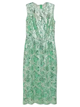 Dolce & Gabbana Midi Dress In Cotton, Viscose, And Polyamide - Green