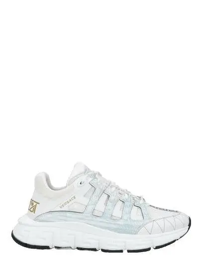 Versace Sneakers Size Calfskin, Textile Fibers - White