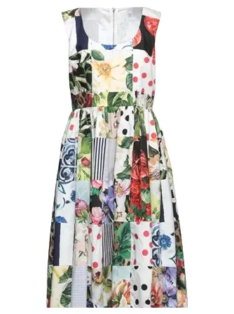 Dolce & Gabbana Midi Floral-print Cotton Dress - White