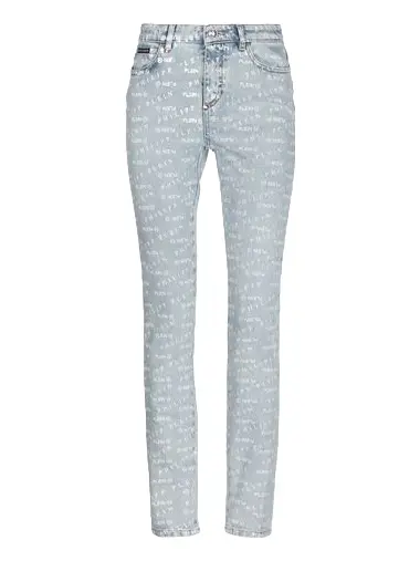 Philipp Plein Straight-leg Jeans With Leather Trims - Blue