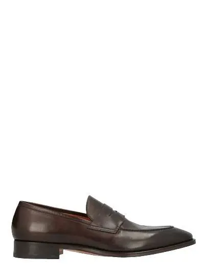 Santoni Leather Penny Loafers - Dark Brown