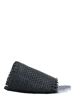 STRATEGIA Leather Slide Sandals - Black
