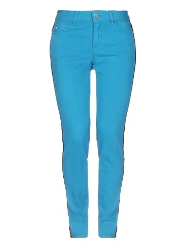 Just Cavalli Denim Skinny Jeans With Leather Trim - Blue
