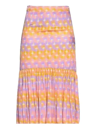 Sandro Flared Multicolor Midi Skirt - Orange