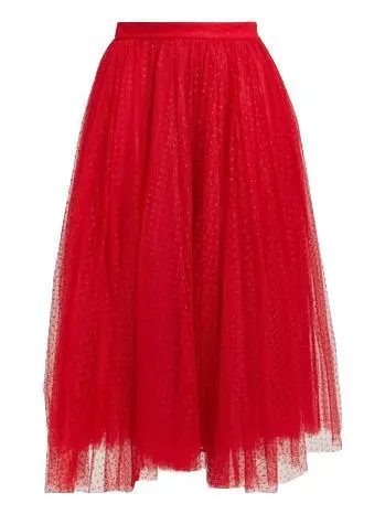 Elisabetta Franchi Midi Flared Tulle Skirt - Red