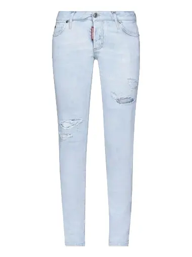 Dsquared2 Denim Skinny Jeans With Leather Trims - Blue