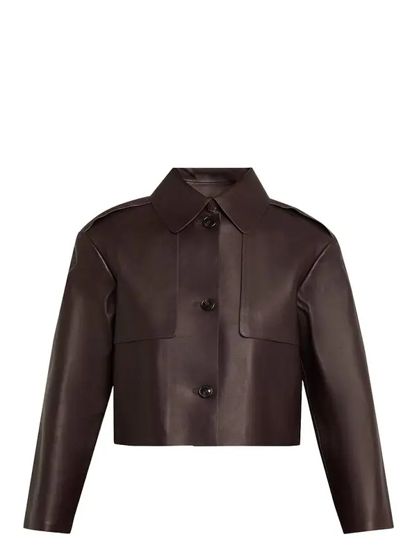 Theory Leather Trench Coat - Cacao