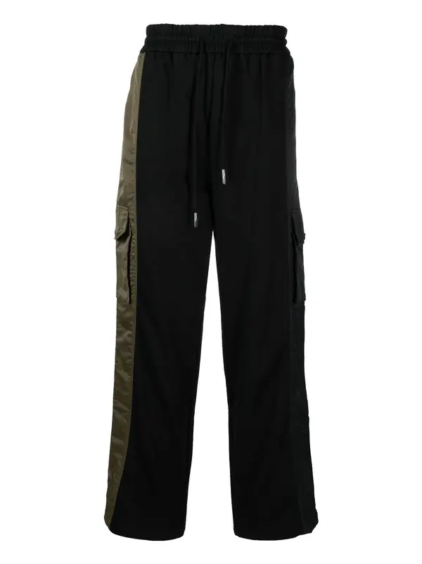FENG CHEN WANG Contrast Cargo Trousers - Black