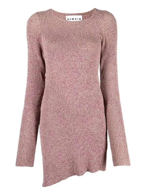Remain Birger Christensen Mélange-knit Asymmetrical Jumper - Purple