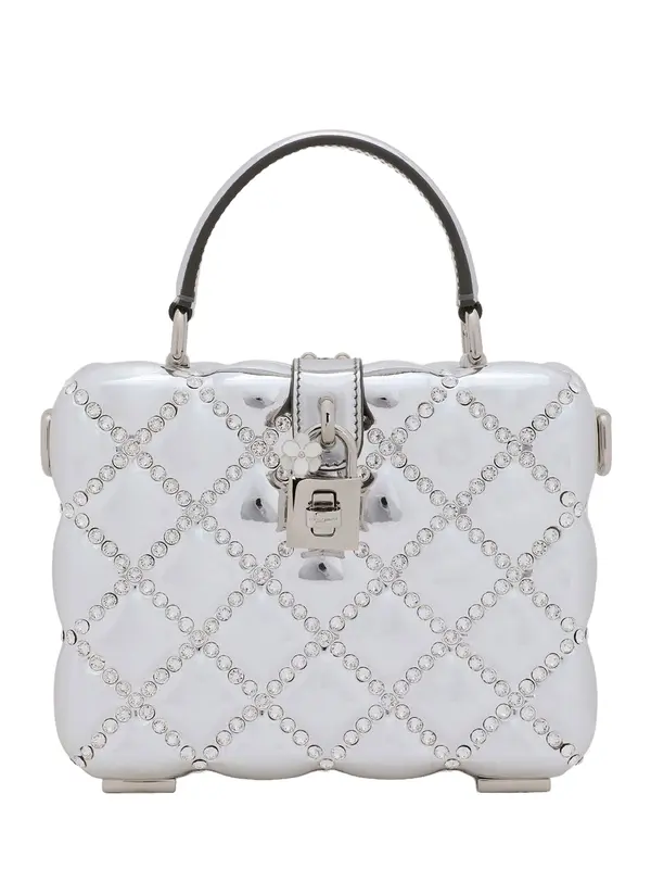 Dolce & Gabbana Dolce Box Rhinestone-embellished Top-handle Bag - Metallic