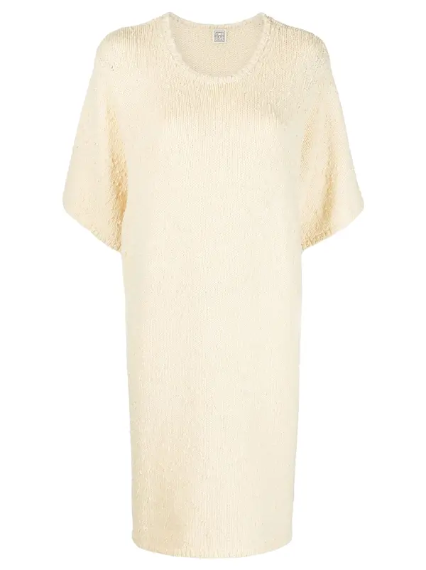 TOTÊME Textured Knitted T-shirt Dress - Neutrals