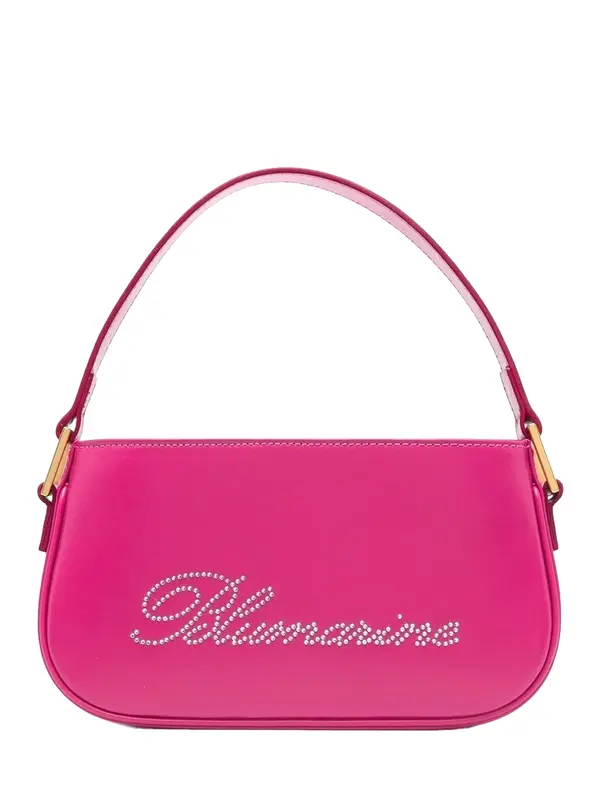 Blumarine Rhinestone-logo Leather Shoulder Bag - Pink