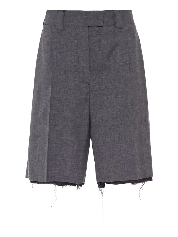Miu Miu Prince Of Wales Check Bermuda Shorts - Grey