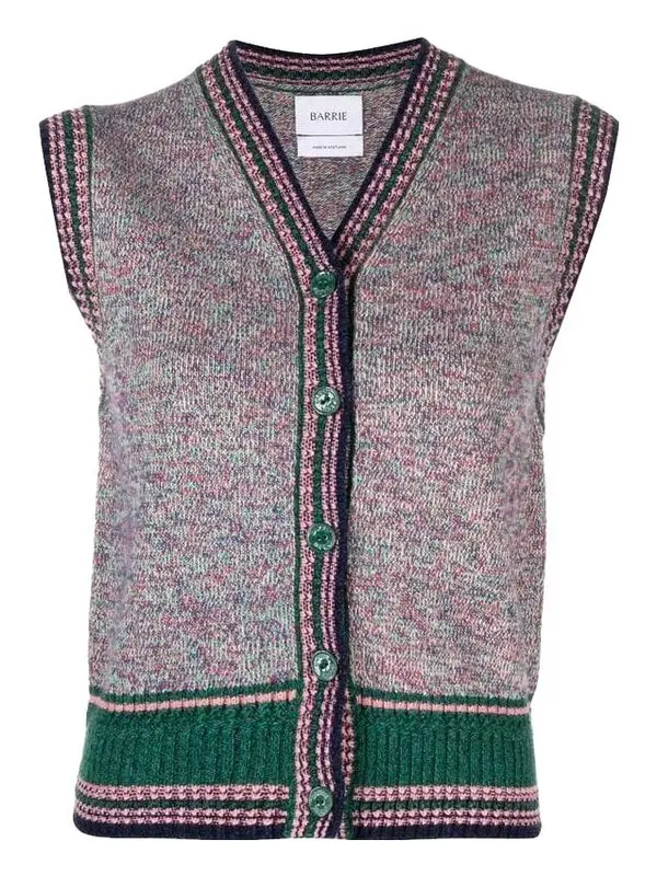 BARRIE Sleeveless Cashmere Marl Knit Cardigan - Pink